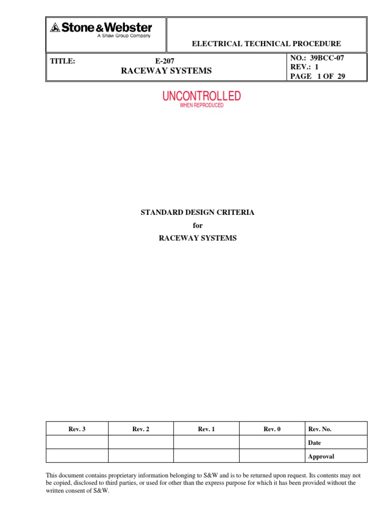 Standard Design Criteria for Electrical Raceway Systems | PDF | Cable ...