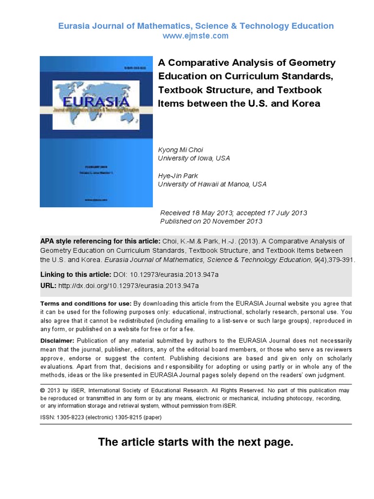 A Comparative Analysis of Geometry Education On Curriculum Standards ...