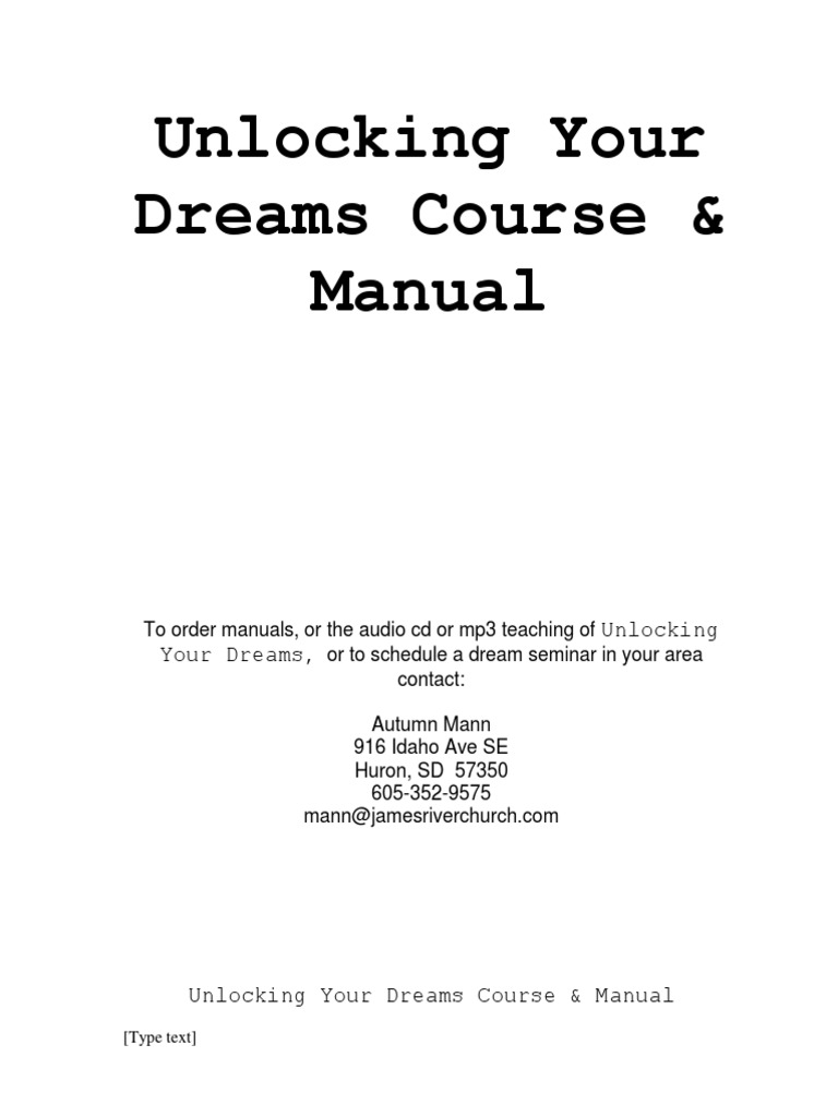 Unlocking Your Dreams Course & Manual | PDF | Dream | Revelation