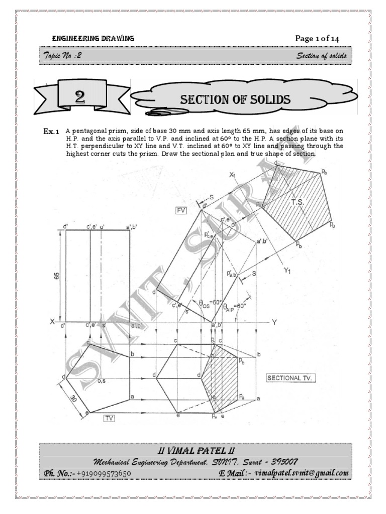 Section of Solids (Engineering Drawing) | PDF | Cartesian Coordinate ...