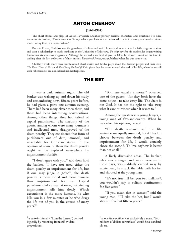 Chekhov's Captivating Bet | PDF