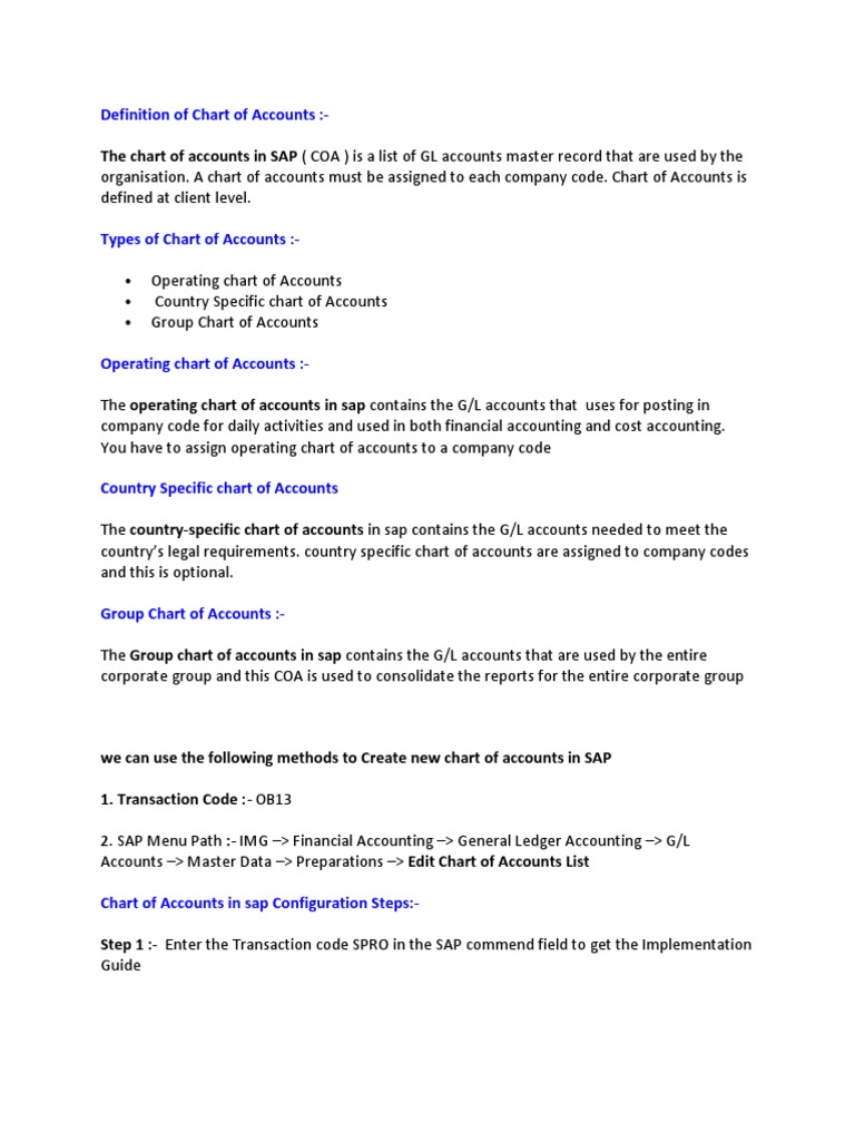 SAP Chart of Accounts | PDF | Accounting | Information Technology ...
