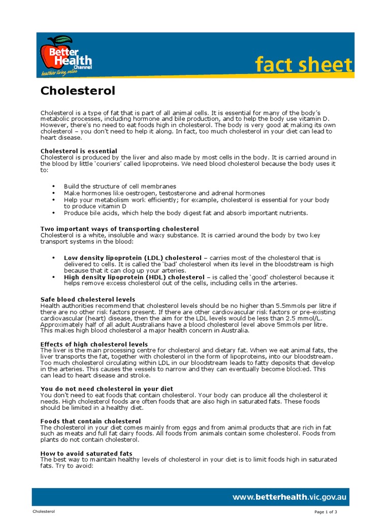 Cholesterol Explained PDF | PDF | Cholesterol | Hypercholesterolemia