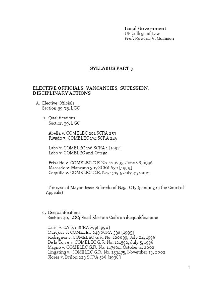 LOCAL GOV Final Syllabus Part 3 | PDF | Commission On Elections ...