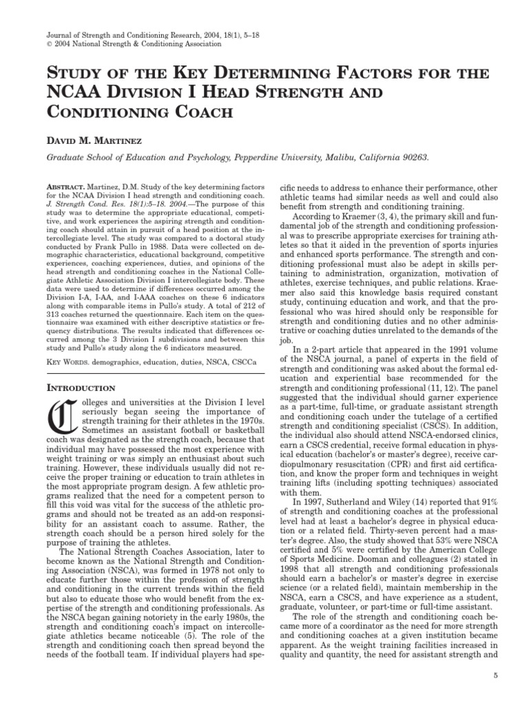 Study of The Key Determining Factors For The Ncaa Division I Head ...