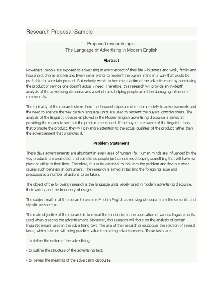 Research Proposal Sample | PDF | Linguistics | Discourse