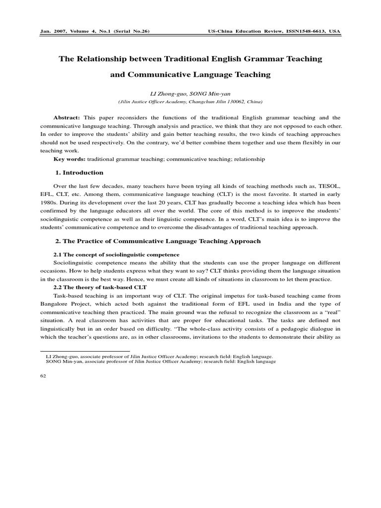The Relationship Between Traditional English Grammar Teaching and ...