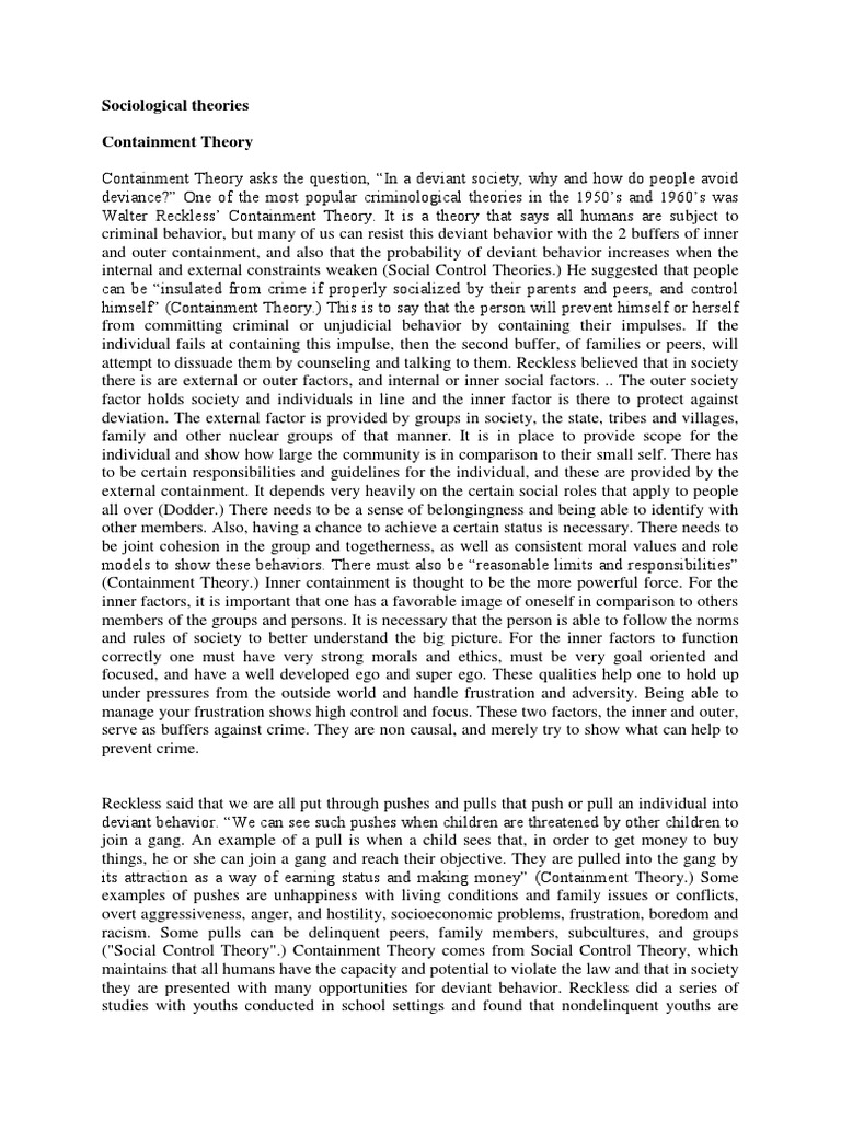 Assessing Containment Theory: An Analysis of Walter Reckless ...