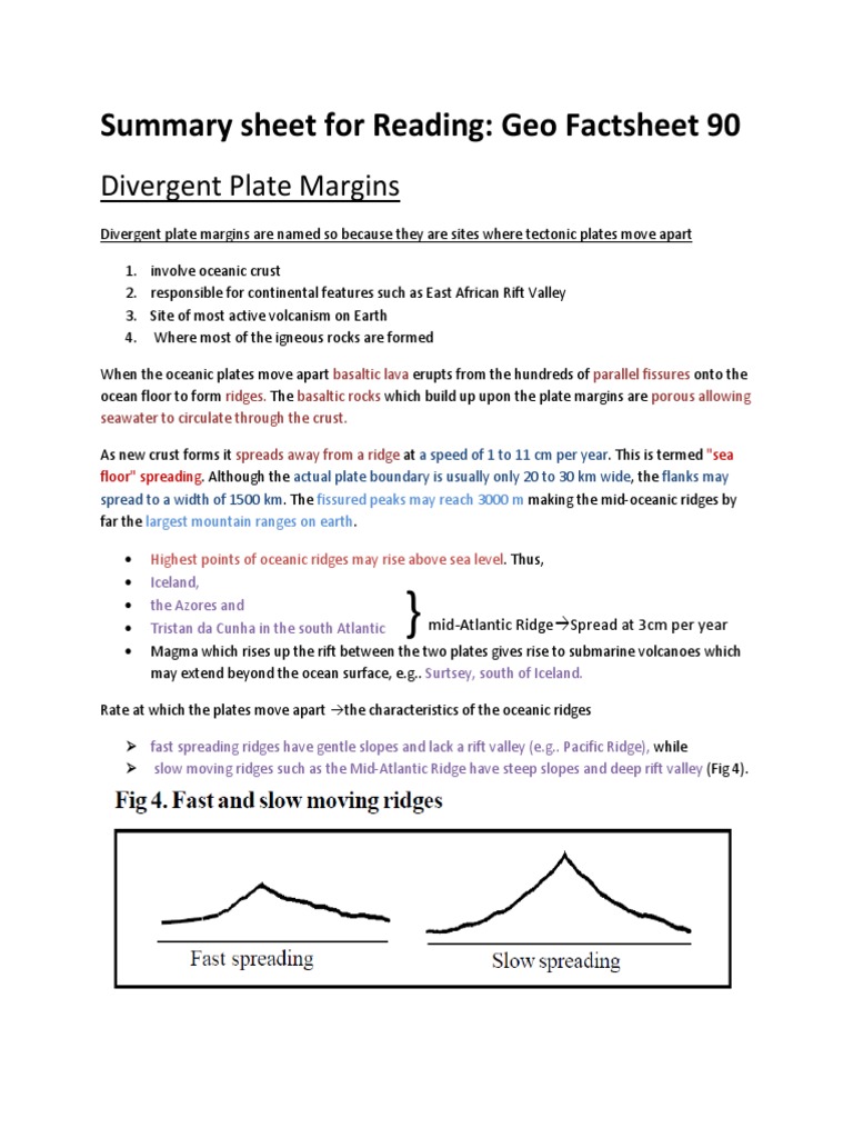 Summary Sheet For Reading - Geo Factsheet 90 | PDF | Plate Tectonics ...