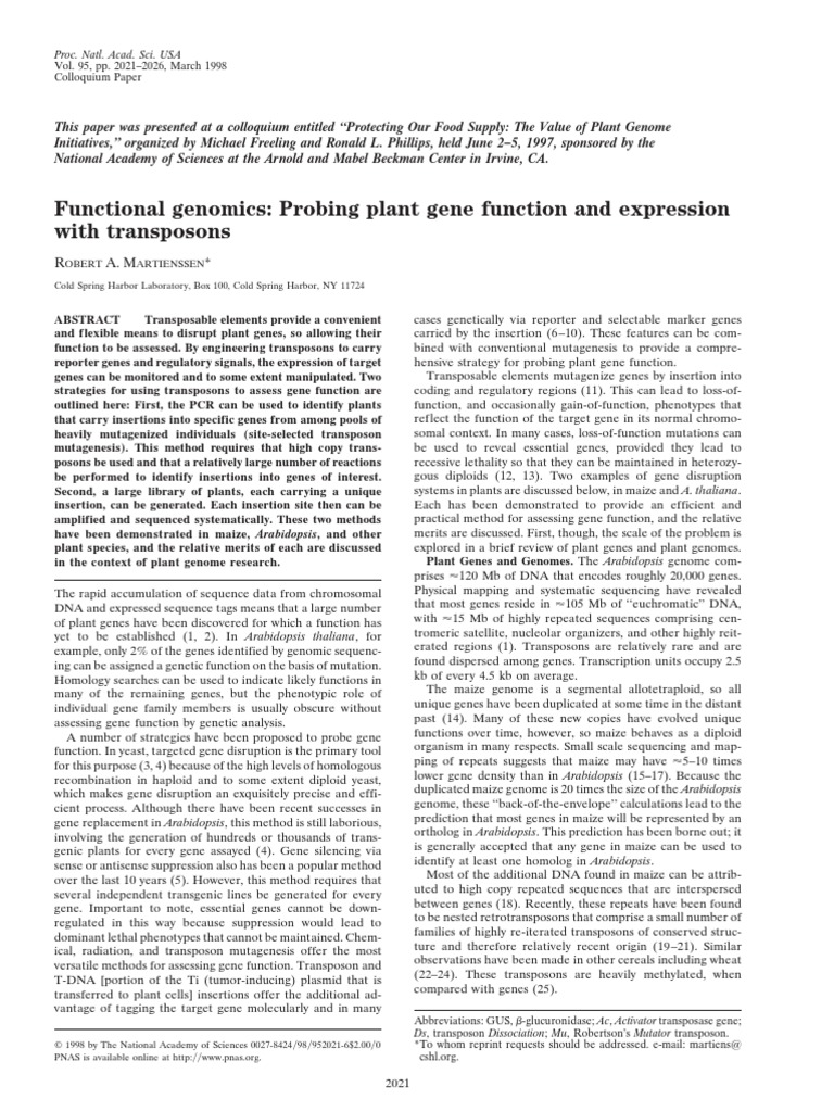 PNAS 1998 Martienssen 2021 6 | PDF | Transposable Element | Gene