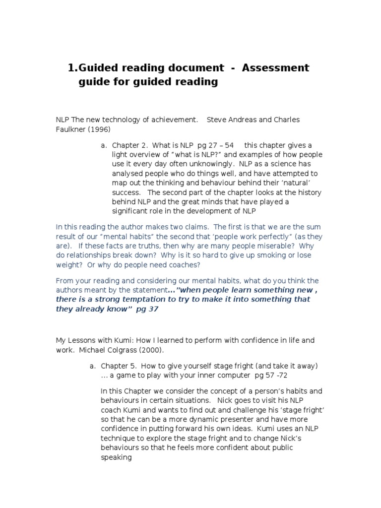 1.guided Reading Document - Assessment Guide For Guided Reading ...