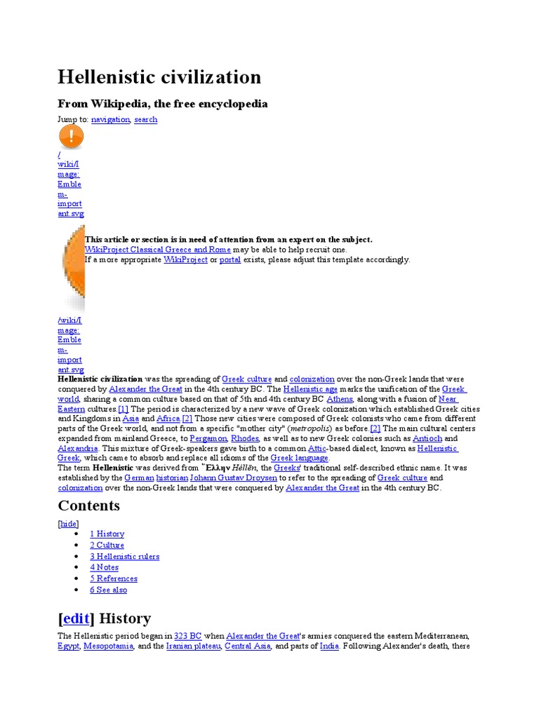 Hellenistic Civilization: From Wikipedia, The Free Encyclopedia | PDF ...