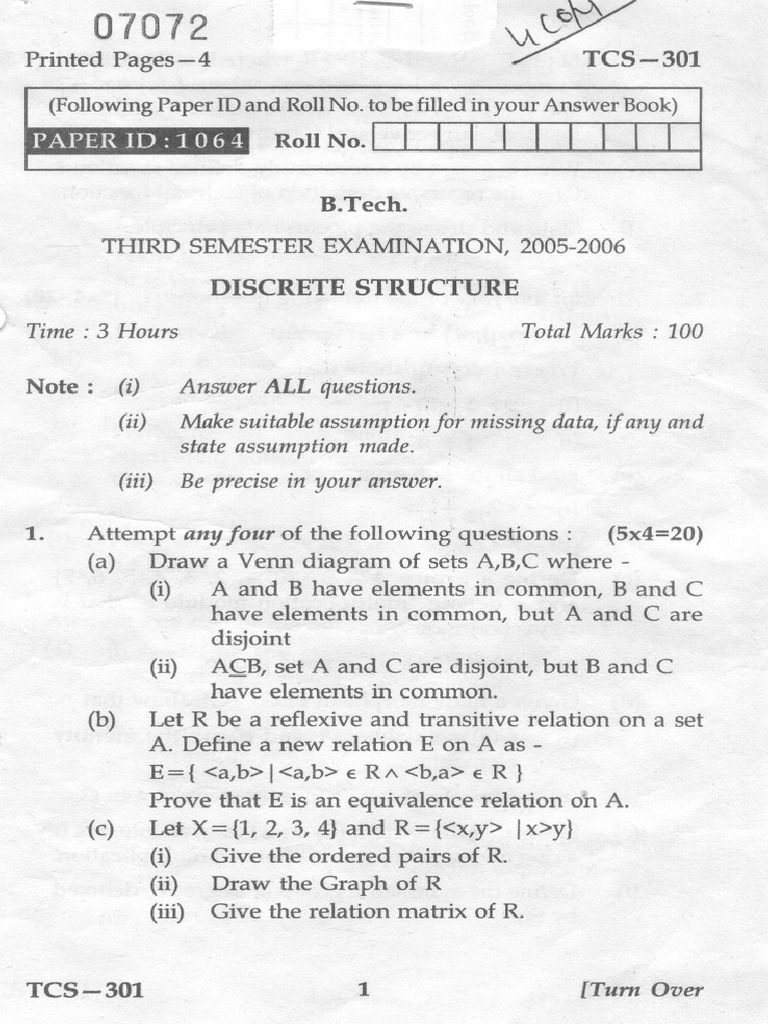 Discrete Structure | PDF | Boolean Algebra | Teaching Mathematics