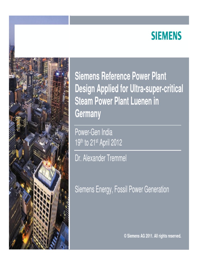 Siemens Reference Power Plant Design Applied For Ultra-Super-critical ...