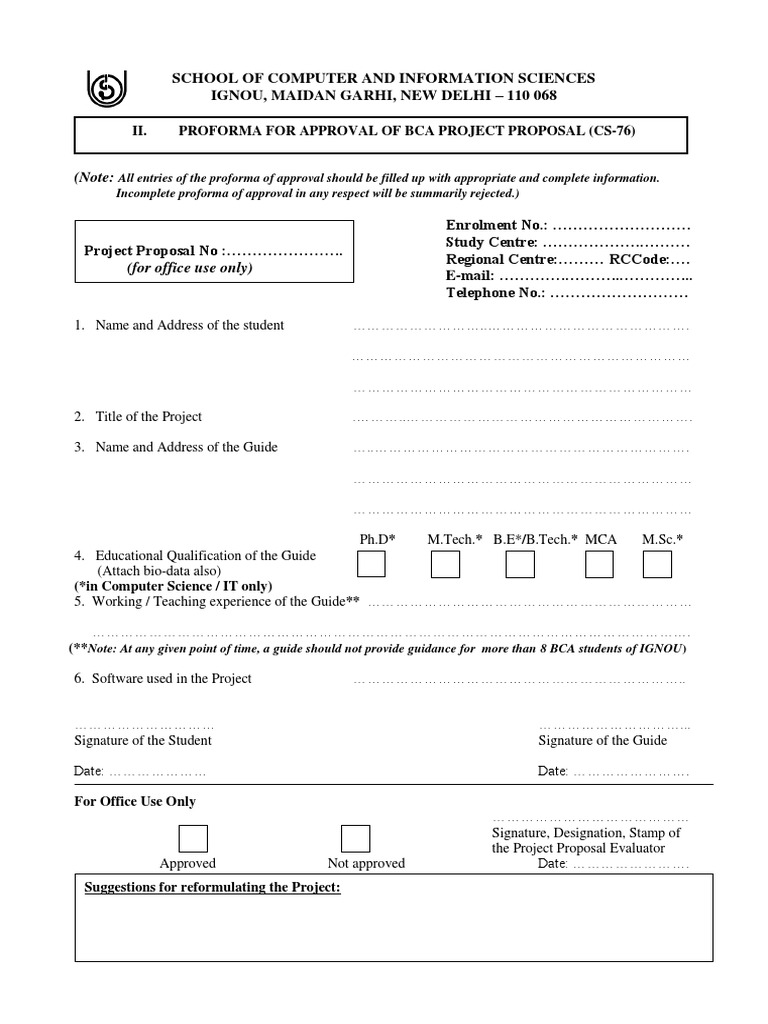 BCA Project Proposal Approval Form | PDF