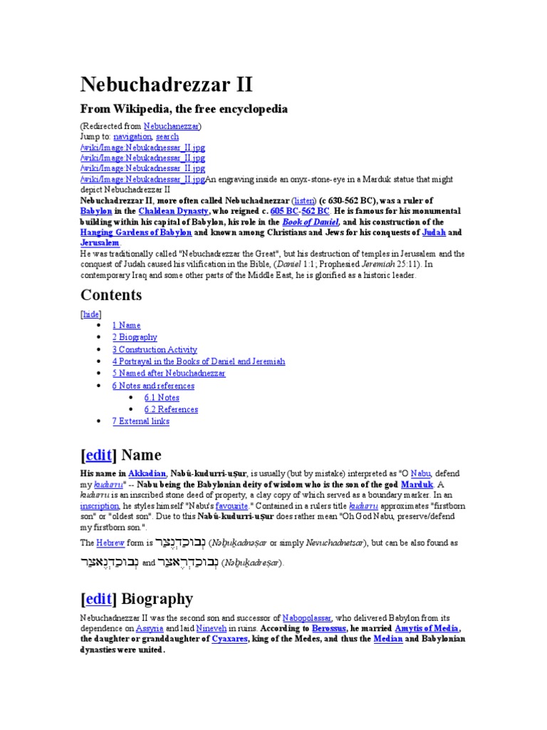 Nebuchadrezzar II: Babylonian King Known for Conquests | PDF ...