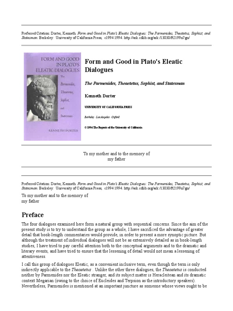 Plato Eleatic Dialogues | PDF | Plato | Philosophical Methodology