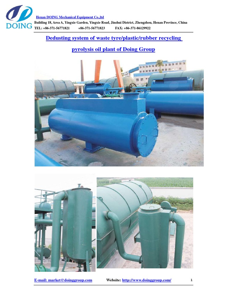 Dedusting System of Waste Tyre Plastic Rubber Recycling Pyrolysis Oil ...