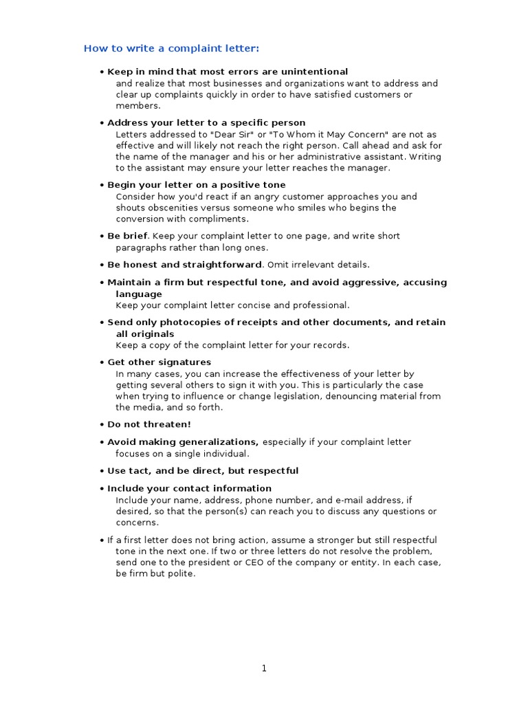 How To Write A Complaint Letter | PDF | Business