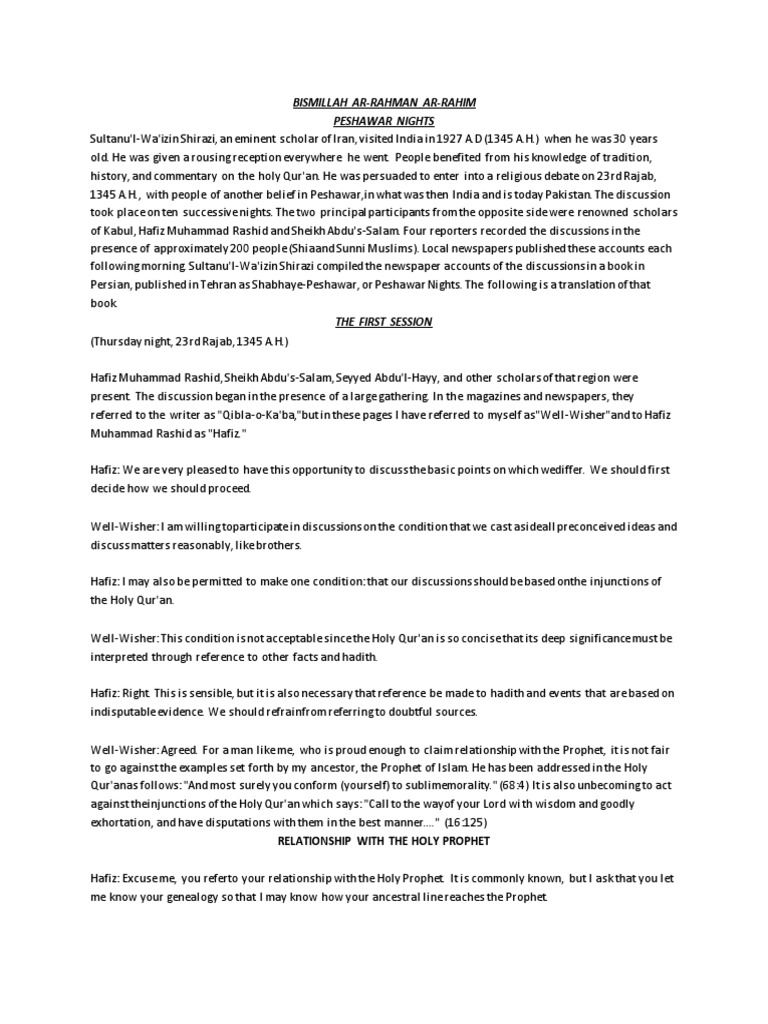 Peshawar Nights | PDF | Ali | Shia Islam