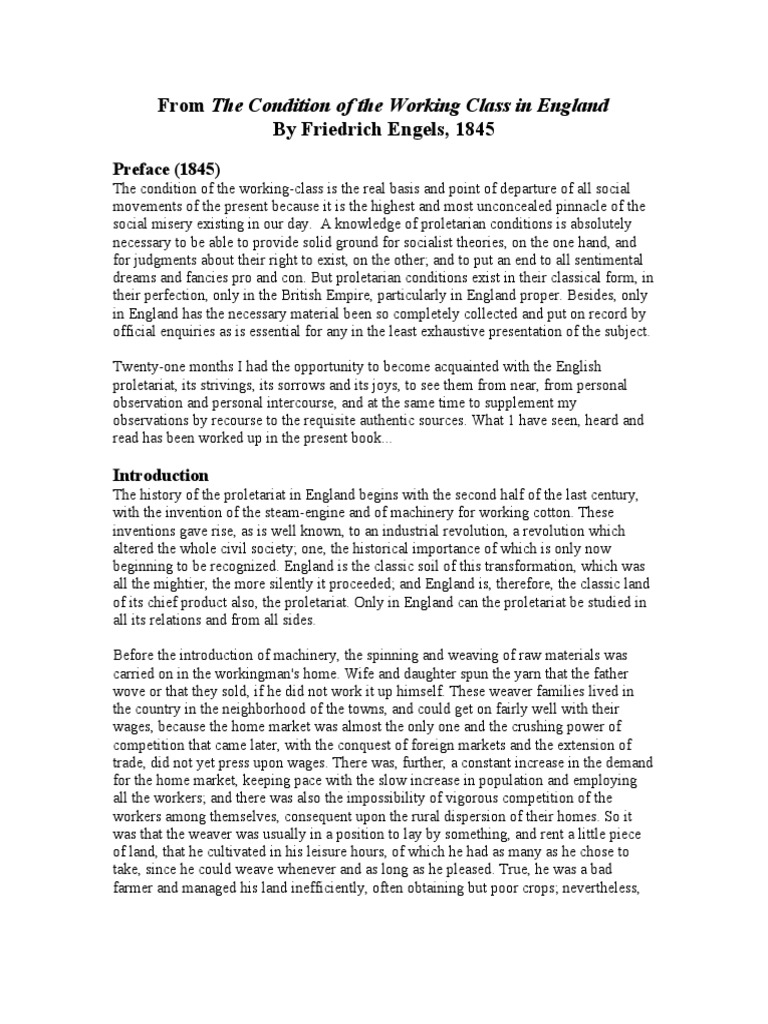The Condition of The Working Class in England | PDF | Socialism | Anti ...