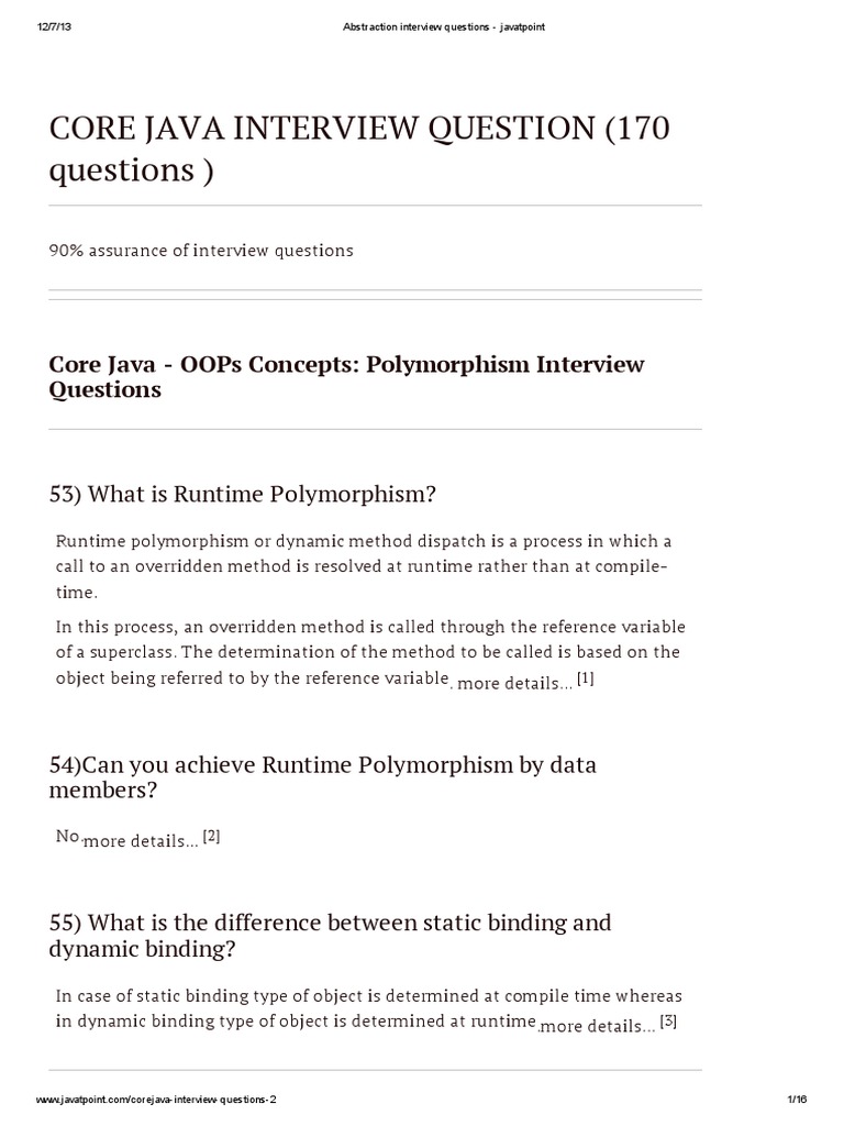 Abstraction Interview Questions Javatpoint Pdf Method Computer Programming Class