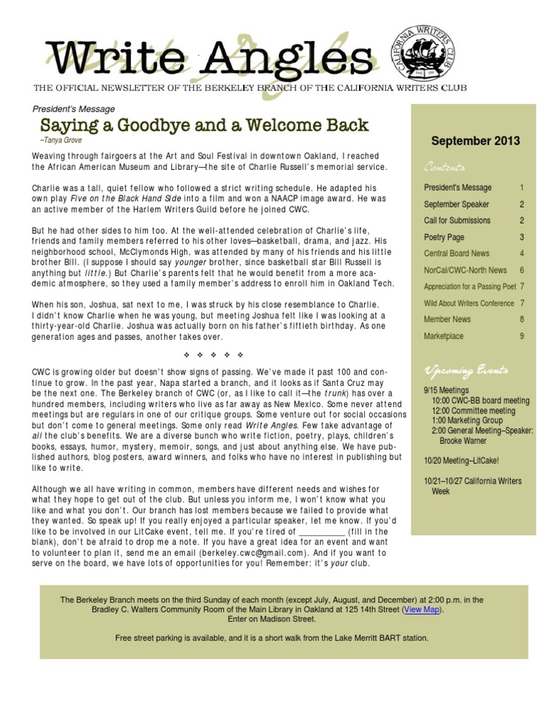 Write Angles September 2013 | PDF | Copy Editing | Poetry