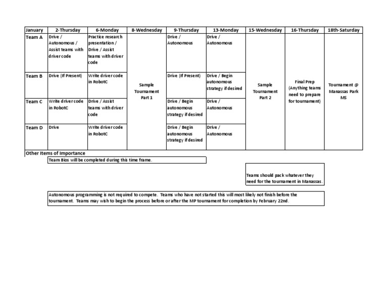 January Schedule | PDF