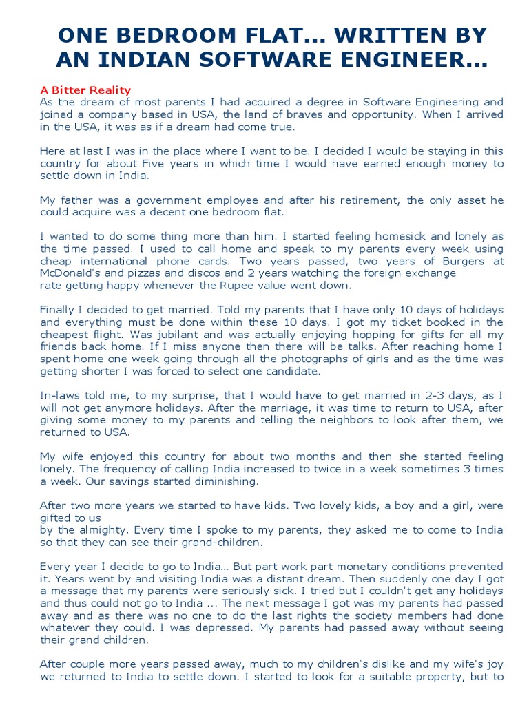Touching Story of An Indian Software Engineer | PDF