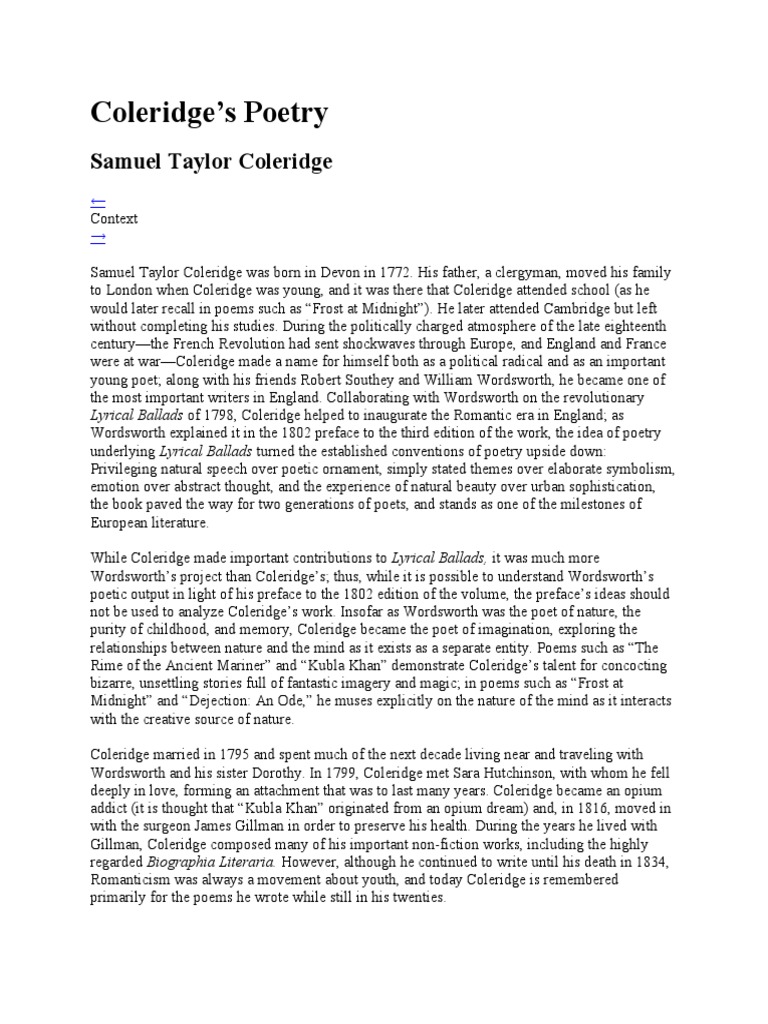 Coleridge's Poetry | PDF