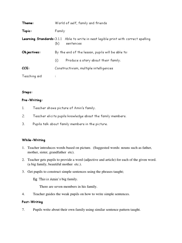 3 Writing Lesson Note, Year 4 | PDF