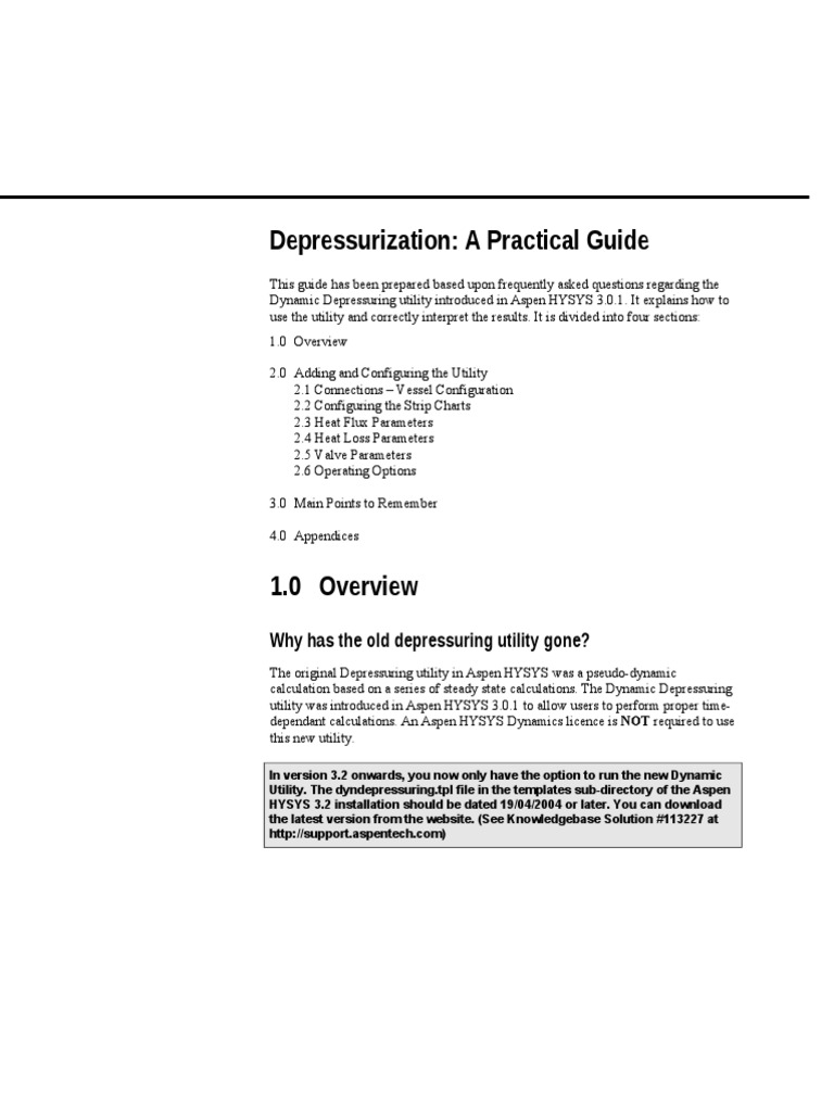 Dynamic Depressuring Utility Guide | PDF