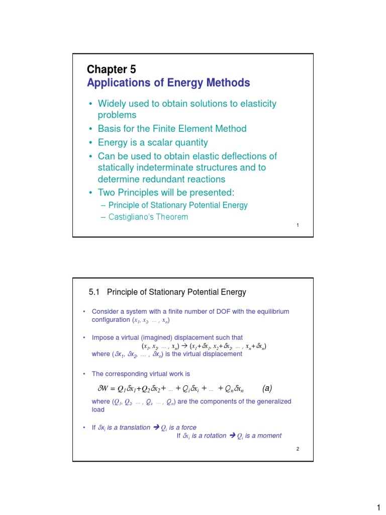 Applications of Energy Methods: - Principle of Stationary Potential ...
