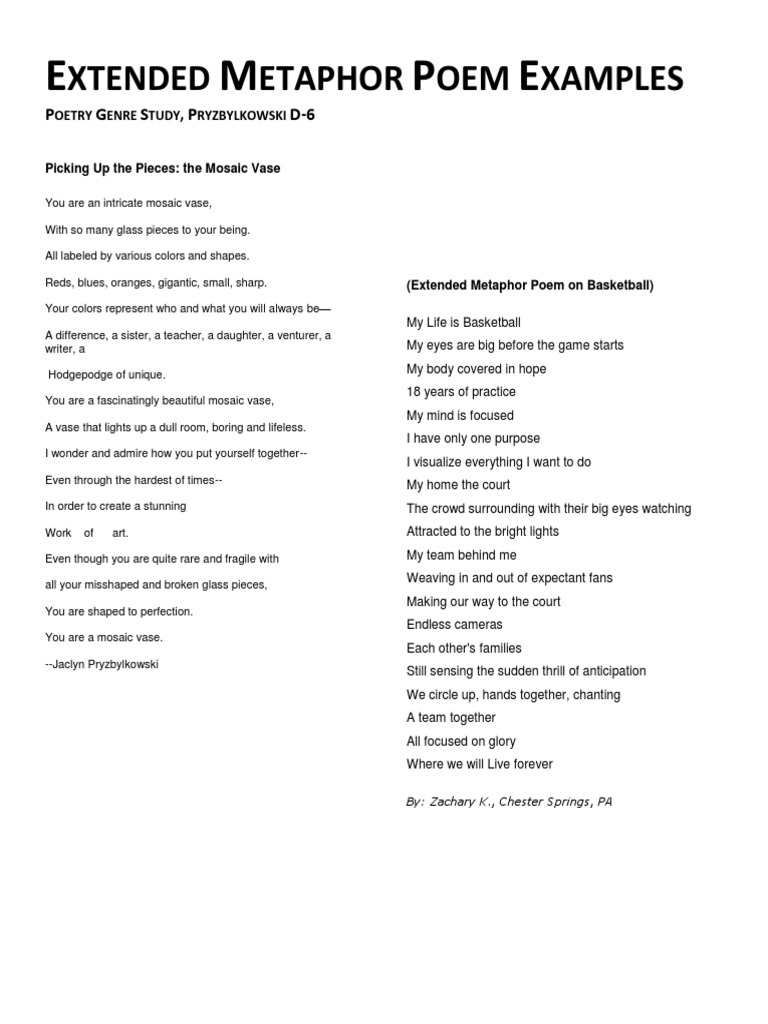 Extended Metaphor Poems About Life