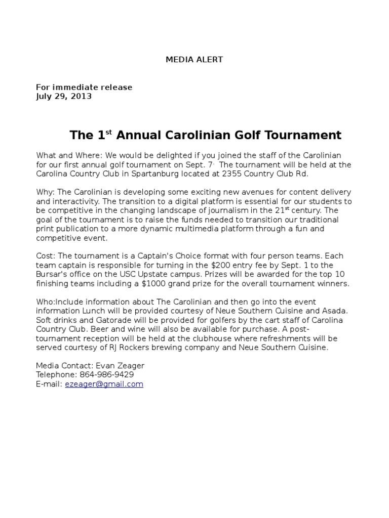1st Annual Carolinian Golf Tournament | PDF