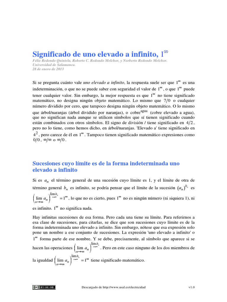 Uno Elevado A Infinito | PDF | infinito | Secuencia
