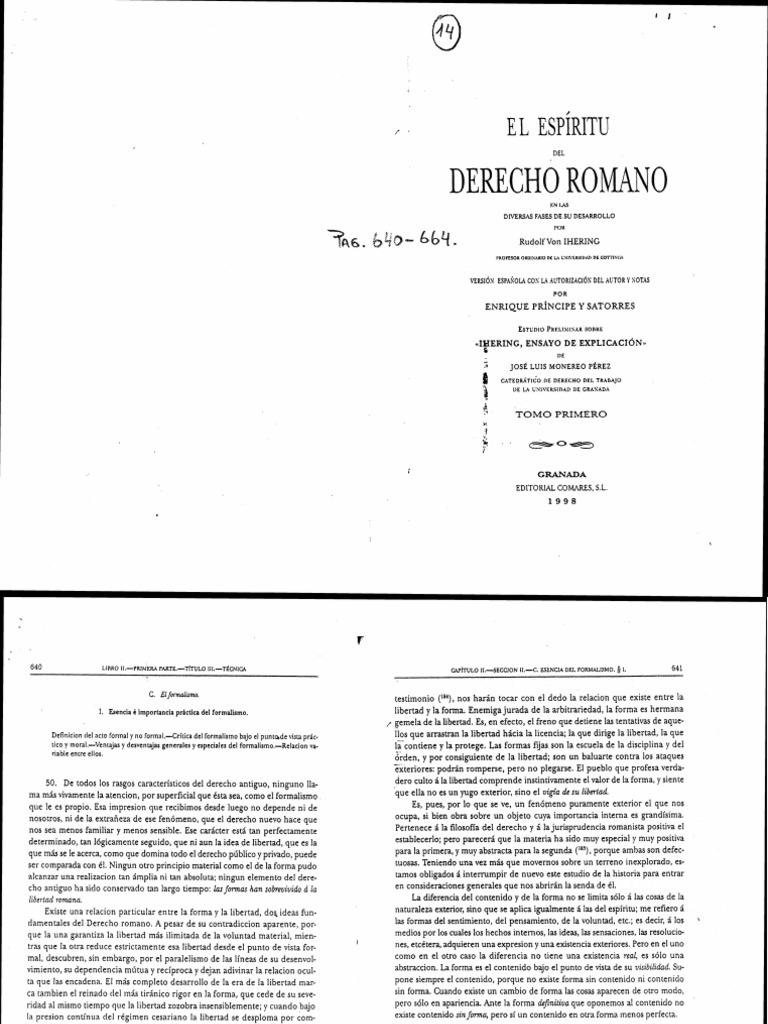 Ihering El Espiritu Del Derecho Romano Formalismo | PDF | Libertad ... Ihering El Espiritu Del Derecho Romano Formalismo | PDF | Libertad ...