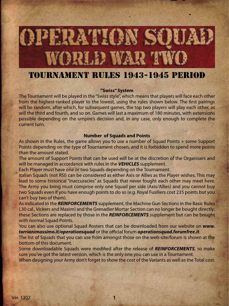Operation Squad Tournament Rules | PDF | Machine Gun | Axis Powers