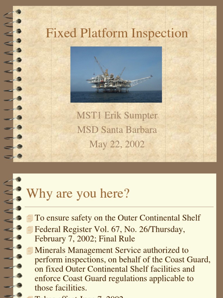 USCGSB Fixed Platform Inspection | PDF | Minerals Management Service ...