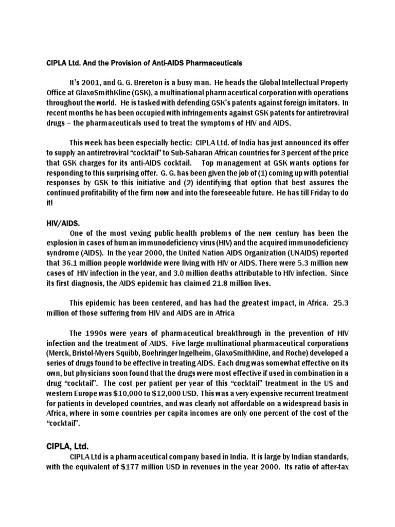 Cipla Aids | PDF | Generic Drug | Hiv/Aids