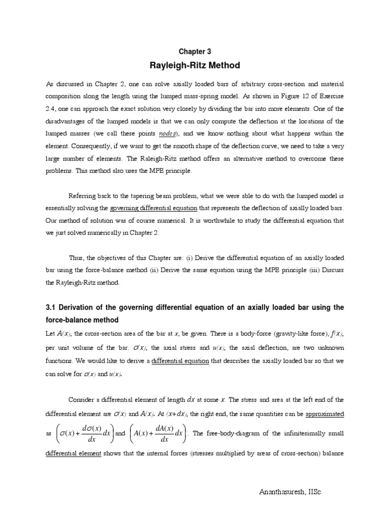 Rayleigh Ritz Pdf Calculus Of Variations Finite Element Method