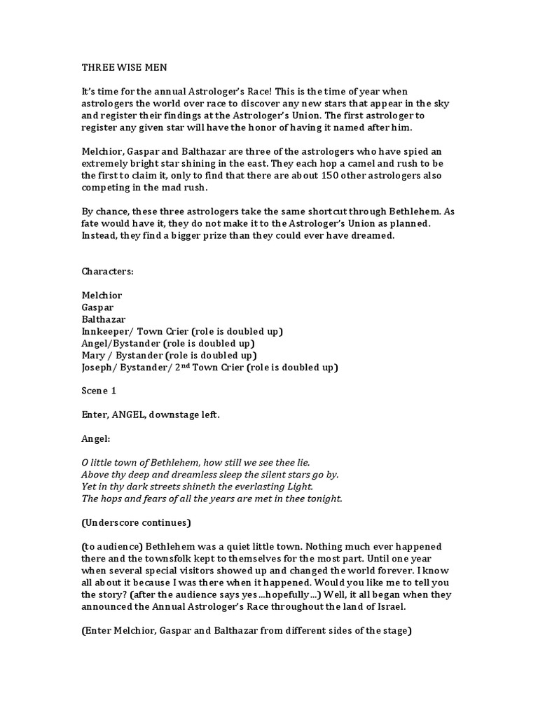 Three Wise Men: A Christmas Skit | PDF | Biblical Magi | Christmas