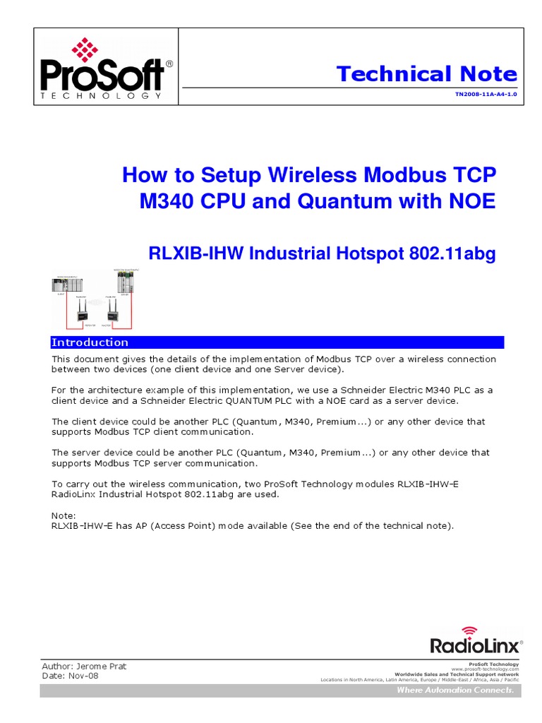 Infoplc Net Technical Note Rlxib Ihw Wireless Modbus TCP m340 | PDF | Ip Address | Wireless ...