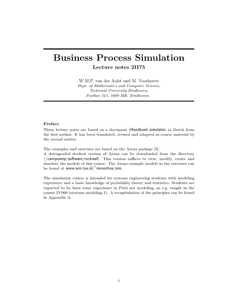 Business Process Simulation - Lecture Notes | PDF | Simulation ...