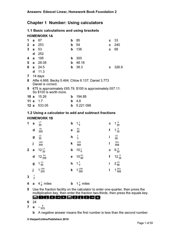 New GCSEMaths Foundation Edexcel Linear Homework Book 2 Answers | PDF ...
