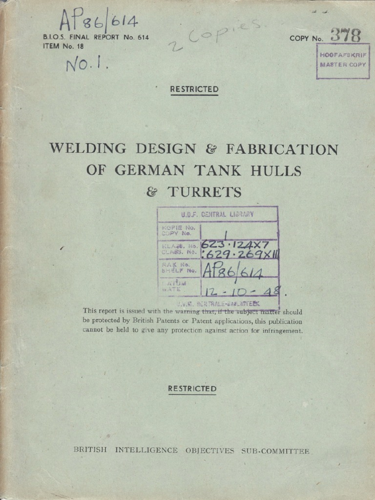 Welding and Fabrication of German Tank Hulls | PDF