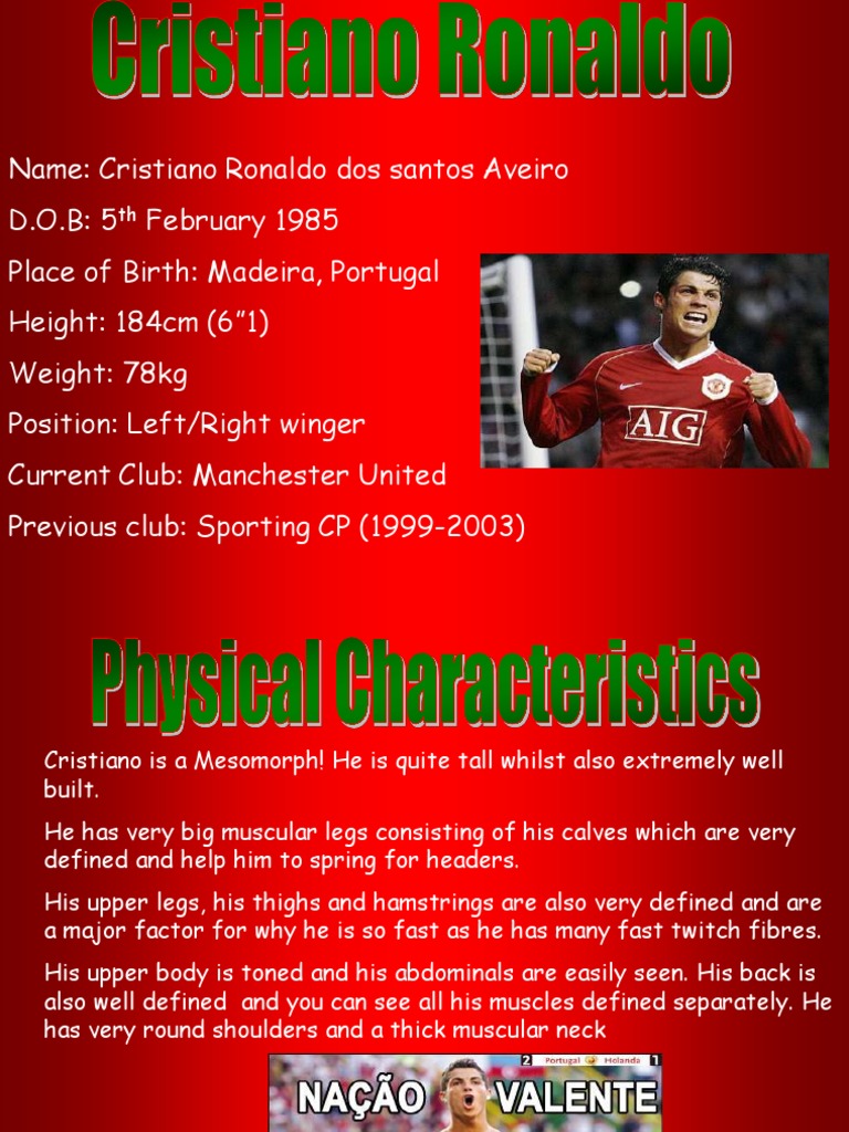 Cristiano Ronaldo: Profile and Stats | PDF | Physical Fitness | Weight ...