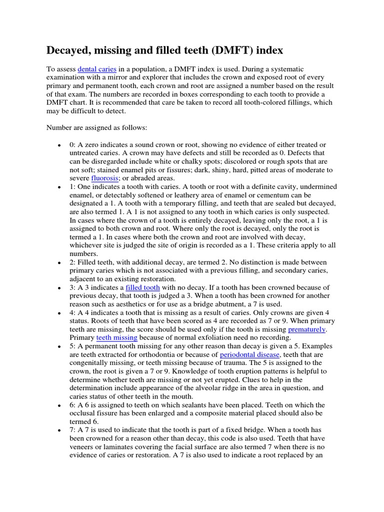 DMFT Yo | PDF | Human Tooth | Dentistry