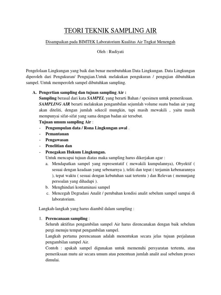 Teori Teknik Sampling Air | PDF
