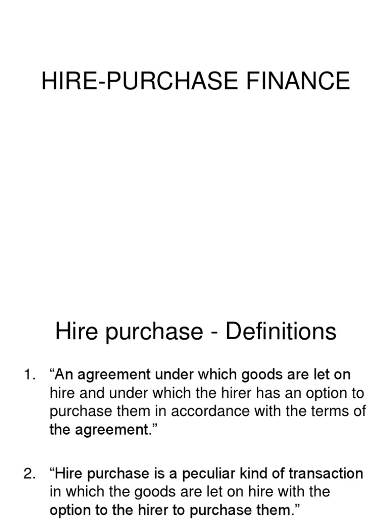 Ch.6-Hire Purchase Finance | PDF | Lease | Net Present Value